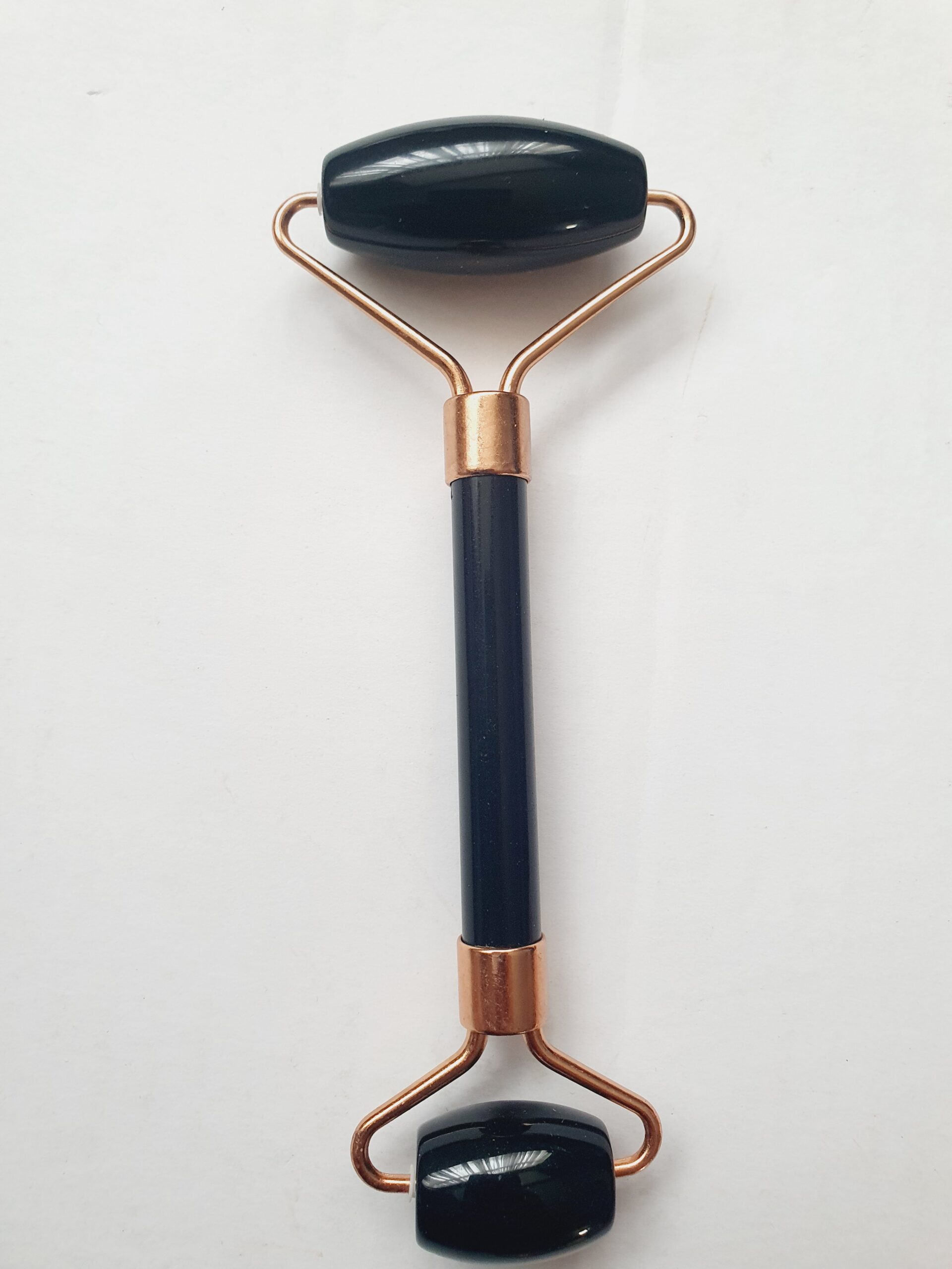 Black Obsidian Face Massage Rollers Rose Gold MystikalZen